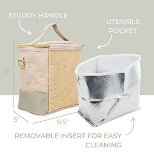 SoYoung Lunch Poche - Adult Lunch, Raw Linen, Eco-Friendly, Modern and Easy to Clean - Linen-Cement