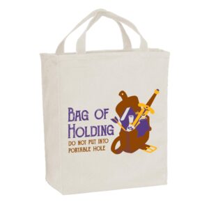 ugp campus apparel bag of holding - tabletop game rpg nerd geek chic canvas reusable grocery tote bag - natural