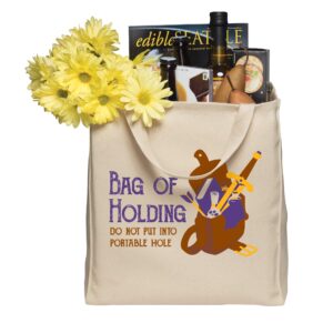 UGP Campus Apparel Bag of Holding - Tabletop Game RPG Nerd Geek Chic Canvas Reusable Grocery Tote Bag - Natural