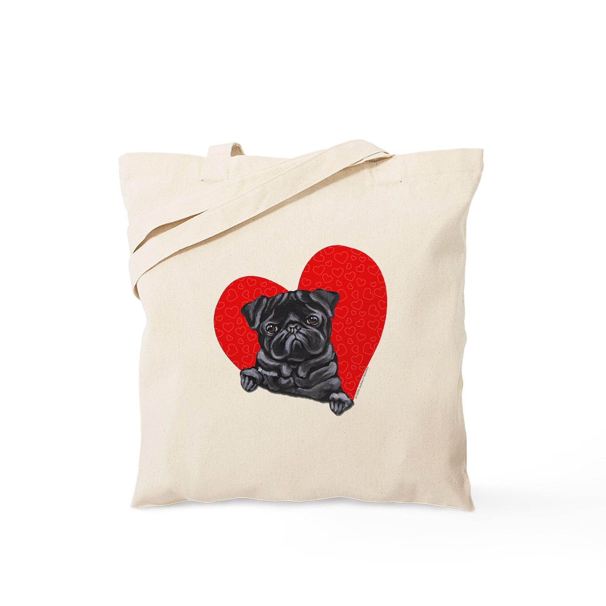 CafePress Black Pug Heart Tote Bag Canvas Tote Shopping Bag