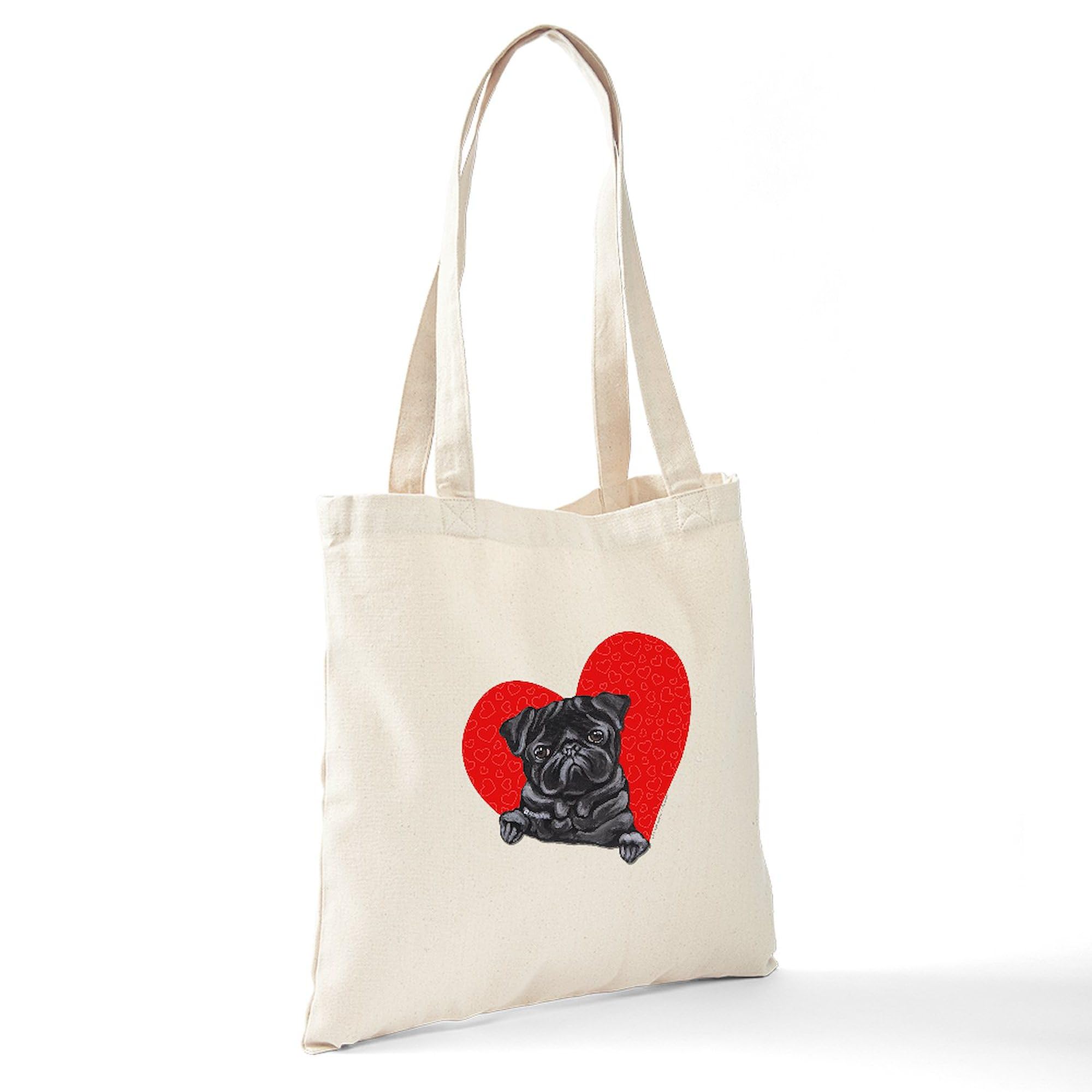 CafePress Black Pug Heart Tote Bag Canvas Tote Shopping Bag