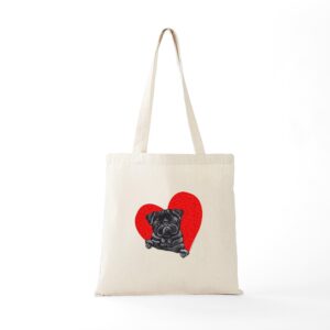 CafePress Black Pug Heart Tote Bag Canvas Tote Shopping Bag