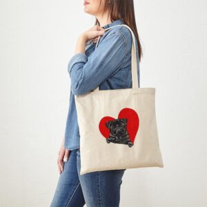 CafePress Black Pug Heart Tote Bag Canvas Tote Shopping Bag