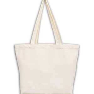 PN.HCNMTFB Canvas Tote Bag, 1 Inner Pockets, with Zipper, Stylish and Durable, Lightweight, Natural Cotton Grocery Shopping Cloth Bag, Perfect for Gifts, Work, School, Travel, Off-White