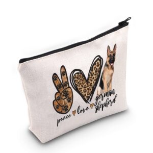 wzmpa funny german shepherd cosmetic bag german shepherd lover gift peace love german shepherd makeup zipper pouch bag dog lover gift (peace german shepherd)