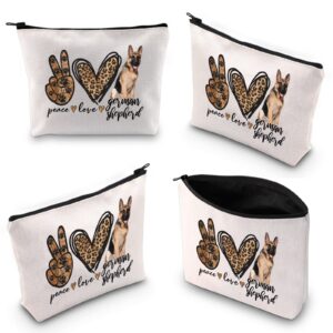 WZMPA Funny German Shepherd Cosmetic Bag German Shepherd Lover Gift Peace Love German Shepherd Makeup Zipper Pouch Bag Dog Lover Gift (Peace German Shepherd)