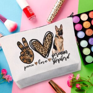 WZMPA Funny German Shepherd Cosmetic Bag German Shepherd Lover Gift Peace Love German Shepherd Makeup Zipper Pouch Bag Dog Lover Gift (Peace German Shepherd)