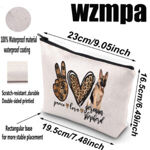 WZMPA Funny German Shepherd Cosmetic Bag German Shepherd Lover Gift Peace Love German Shepherd Makeup Zipper Pouch Bag Dog Lover Gift (Peace German Shepherd)