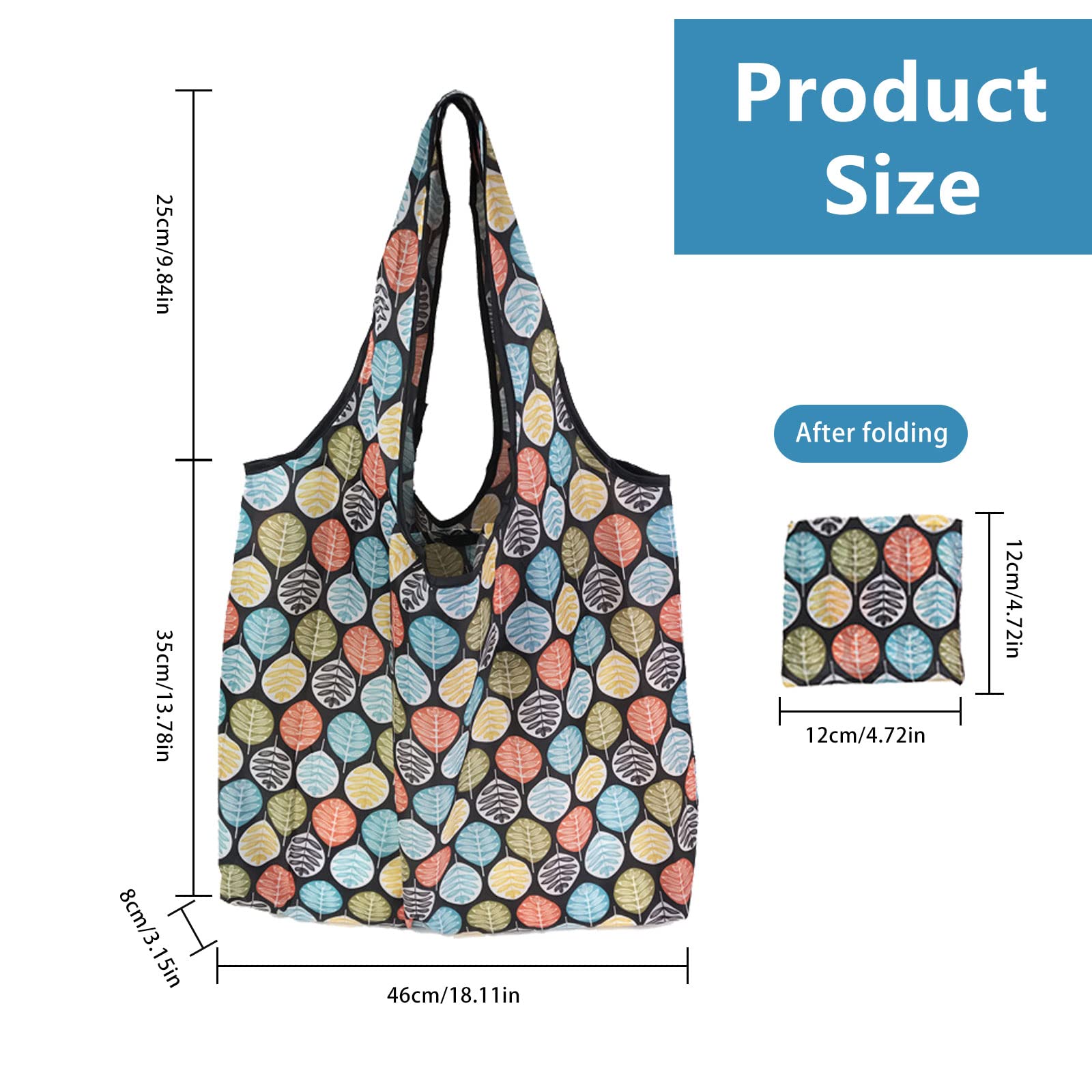 8Pcs Reusable Grocery Bags, 13.78x3.15x18.11" Foldable Floral Grocery Bags 190T Washable Groceries Shopping Tote Bags Sets Large Colorful Folding Reusable Bags with Zipper Fashion Handles Bags Bulk