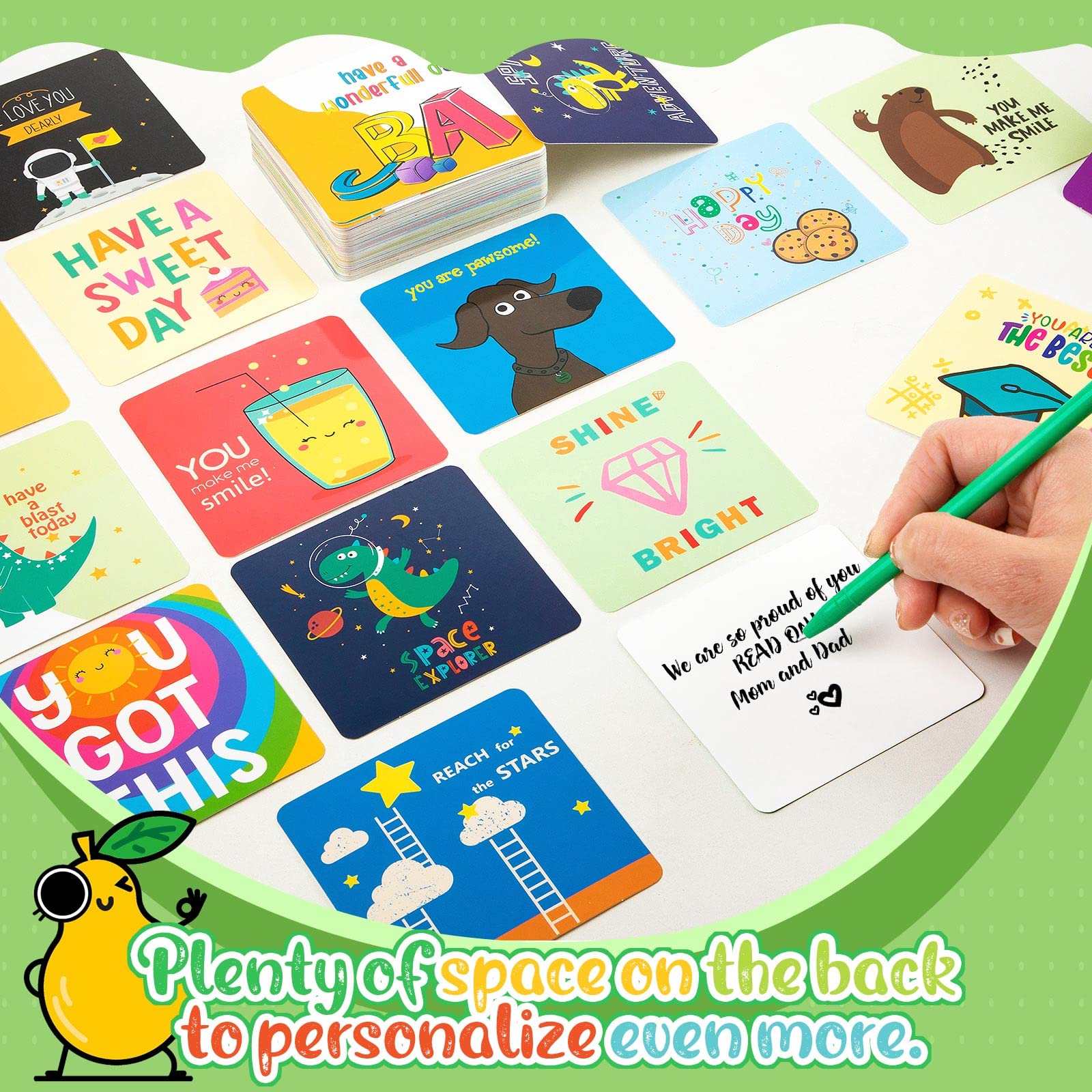 AYZTKUX 120Pcs Lunch Notes for Kids, Cute Motivational and Inspirational Lunch Box Notes for Kids, Thinking of You Cards, Back to School Gifts for Boy’s and Girl’s Lunchbox, Lunchbox Jokes for Kids