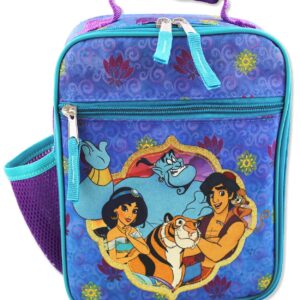 Disney Aladdin Princess Jasmine Girls Boys Soft Insulated School Lunch Box (One Size, Purple/Blue)