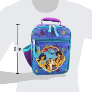 Disney Aladdin Princess Jasmine Girls Boys Soft Insulated School Lunch Box (One Size, Purple/Blue)