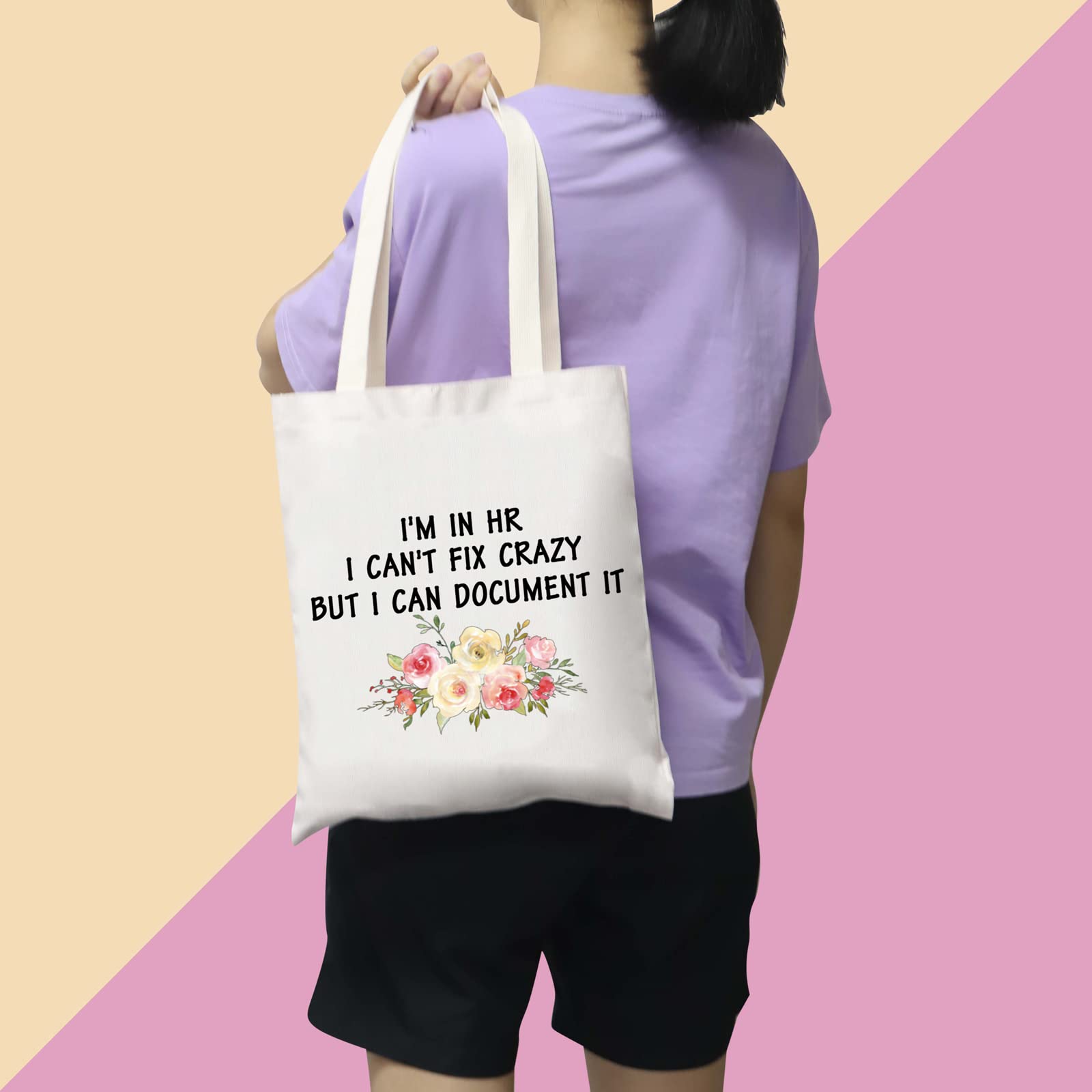 BDPWSS HR Tote Bag Human Resources HR Director Gift I'm In HR I Can't Fix Crazy But I Can Document It For HR Manager Gift (in HR crazy TG)