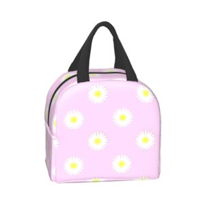 Ucsaxue Daisy Pink Flower Lunch Bag Travel Box Work Bento Cooler Reusable Tote Picnic Boxes Insulated Container Shopping Bags For Adult Women Men