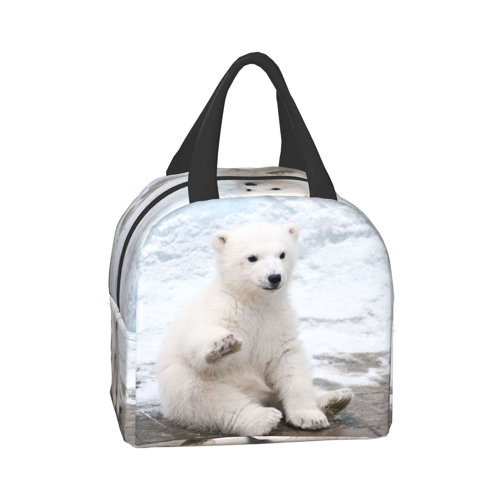 PrelerDIY Baby Polar Bear Lunch Box - Insulated Lunch Bags for Kids Boys Girls Reusable Lunch Tote Bags, Perfect for School/Camping/Hiking/Picnic/Beach/Travel