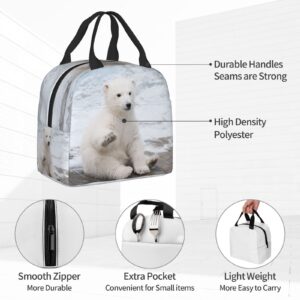 PrelerDIY Baby Polar Bear Lunch Box - Insulated Lunch Bags for Kids Boys Girls Reusable Lunch Tote Bags, Perfect for School/Camping/Hiking/Picnic/Beach/Travel