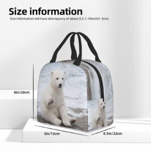 PrelerDIY Baby Polar Bear Lunch Box - Insulated Lunch Bags for Kids Boys Girls Reusable Lunch Tote Bags, Perfect for School/Camping/Hiking/Picnic/Beach/Travel