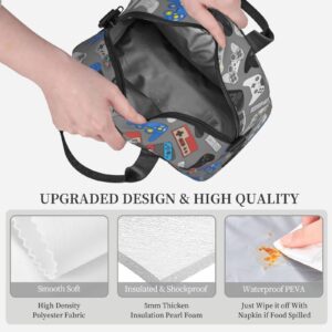 Colorful Video Game Controller Background Lunch Bag Reusable Insulated Lunch Tote Bag Lunchbox Container With Adjustable Shoulder Strap For Office Work School Picnic Travel