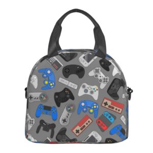 Colorful Video Game Controller Background Lunch Bag Reusable Insulated Lunch Tote Bag Lunchbox Container With Adjustable Shoulder Strap For Office Work School Picnic Travel