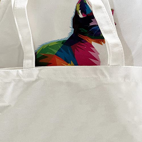 Canvas Tote Bag, Cute Cat Shopping Bag, Reusable Grocery Bag for Travel School Daily Shopping Outdoor, 13.78 X 15.75 Inch