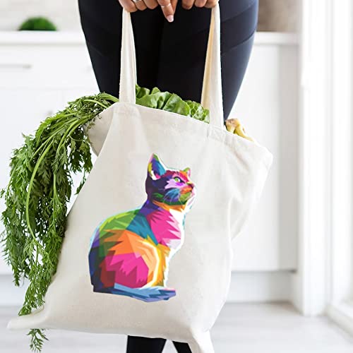 Canvas Tote Bag, Cute Cat Shopping Bag, Reusable Grocery Bag for Travel School Daily Shopping Outdoor, 13.78 X 15.75 Inch