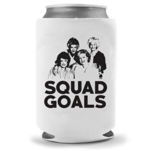 golden girls beer coolies | blance dorothy rose sophia | funny gag party gift beer | funny joke drink can cooler | beer beverage holder | beer gifts | quality neoprene insulated coolie (squad goals)