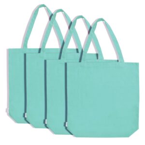 augbunny 100% cotton canvas shopping tote bag grocery bag 4-pack