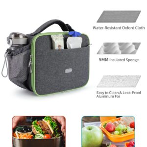 Amersun Kids Lunch Box with Multi-Pockets-Durable & Keep Food Warm Cold & Double Insulated School Lunch Cooler Bag with Water-Resistant Fabric for Kids, Girls, Boy-Children Lunch Tote (Grey)