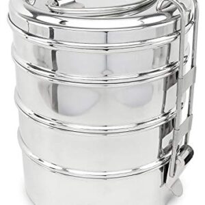 Lifestyle Block Stainless Steel Tiffin Style 4-Layer Round Stacking Lunch Box