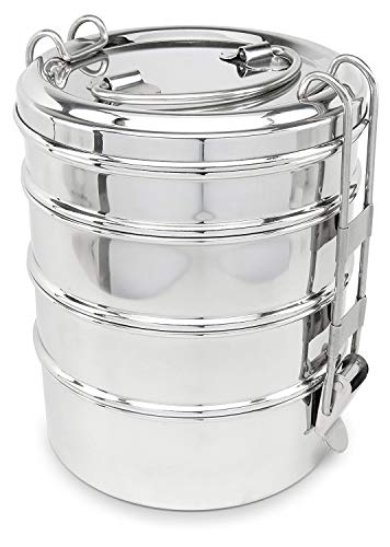 Lifestyle Block Stainless Steel Tiffin Style 4-Layer Round Stacking Lunch Box