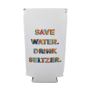 Save Water Drink Seltzer, Cozose Slim Can Cooler Sleeves for White Claws and Hard Seltzer, Tall Can Insulator Coolies, Insulated Drink Holders, 2-pack…