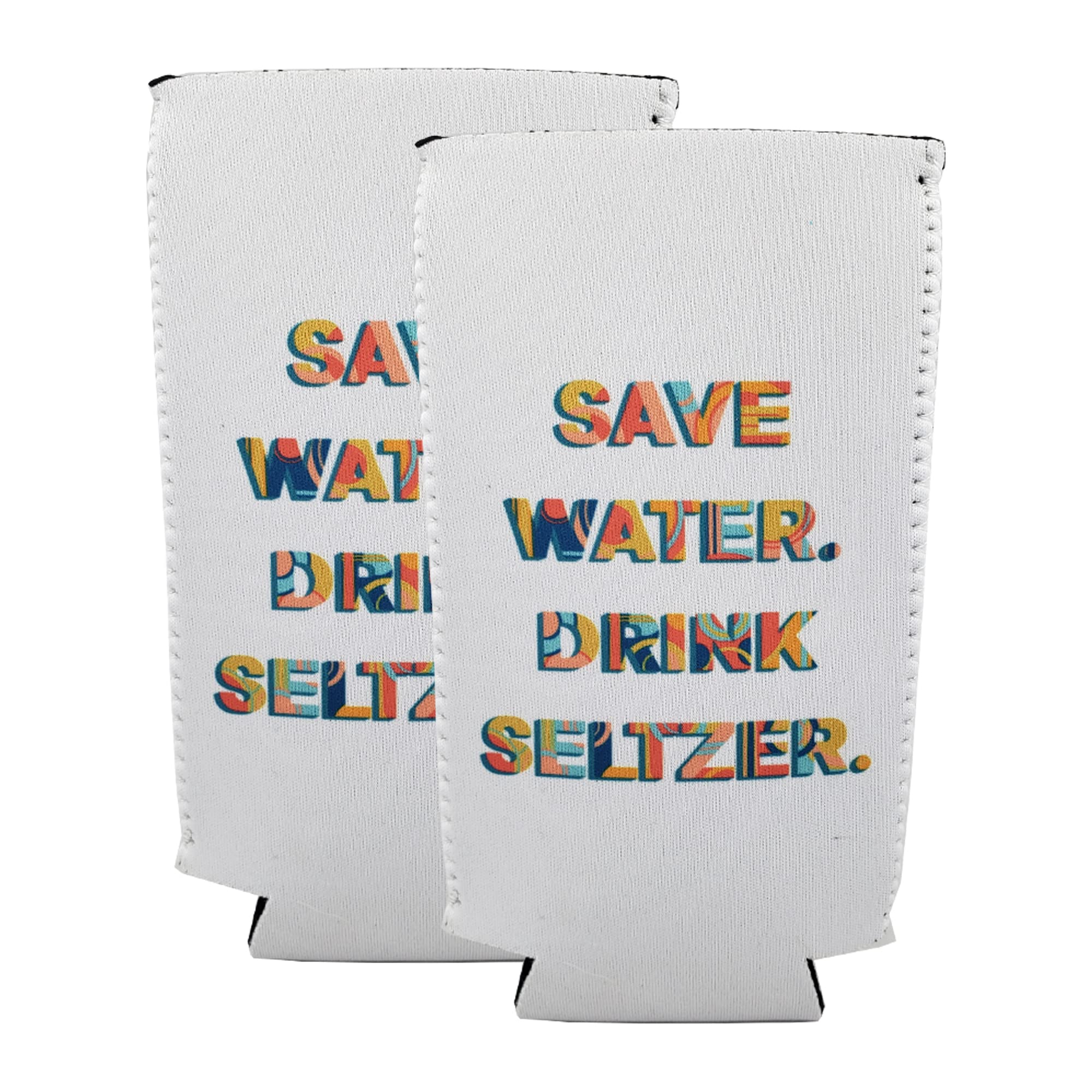 Save Water Drink Seltzer, Cozose Slim Can Cooler Sleeves for White Claws and Hard Seltzer, Tall Can Insulator Coolies, Insulated Drink Holders, 2-pack…