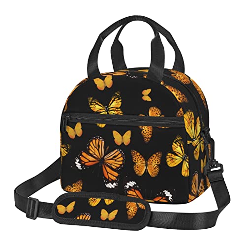 uxvwkqw Yellow Butterfly Lunch Box Portable Waterproof Insulated Neoprene Lunch Bags For Women/Men/Girls/Boys School Work Travel Camping picnic