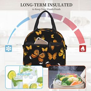 uxvwkqw Yellow Butterfly Lunch Box Portable Waterproof Insulated Neoprene Lunch Bags For Women/Men/Girls/Boys School Work Travel Camping picnic