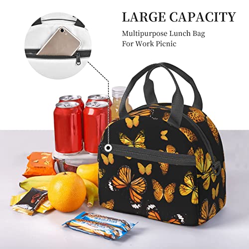 uxvwkqw Yellow Butterfly Lunch Box Portable Waterproof Insulated Neoprene Lunch Bags For Women/Men/Girls/Boys School Work Travel Camping picnic