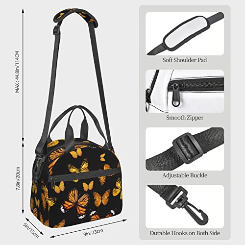 uxvwkqw Yellow Butterfly Lunch Box Portable Waterproof Insulated Neoprene Lunch Bags For Women/Men/Girls/Boys School Work Travel Camping picnic