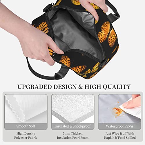 uxvwkqw Yellow Butterfly Lunch Box Portable Waterproof Insulated Neoprene Lunch Bags For Women/Men/Girls/Boys School Work Travel Camping picnic