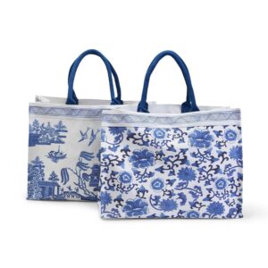 two's company chinoiserie tote bag, assortment of 2 designs