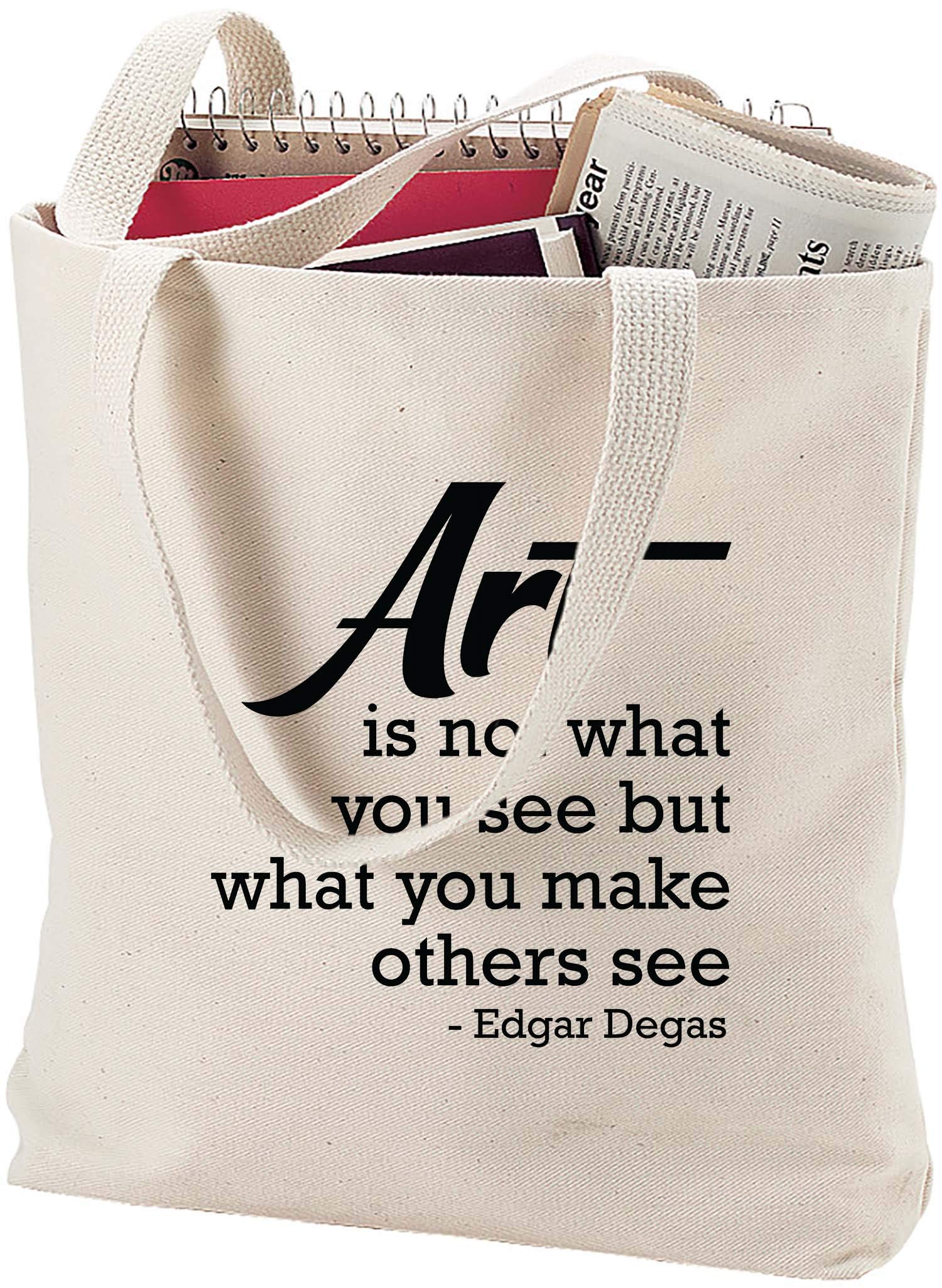 Bold Tote Bags Art is not what you see but what you make others see Edgar Degas Natural Canvas Tote Bag funny gift