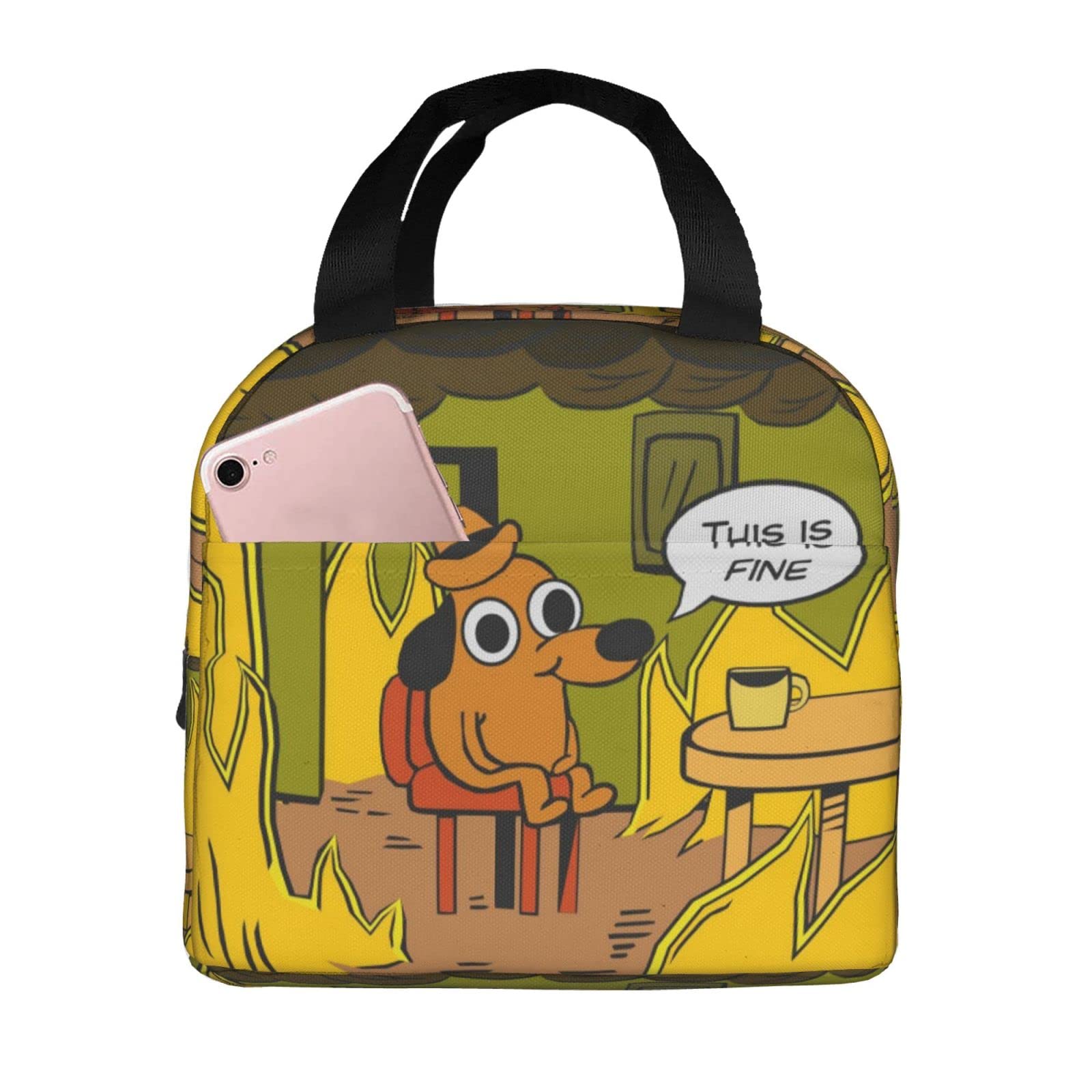 Wuozoi is fine dog funny Lunch Bag Lunch Box Meal Tote For Picnic Camping Work Travel One Size