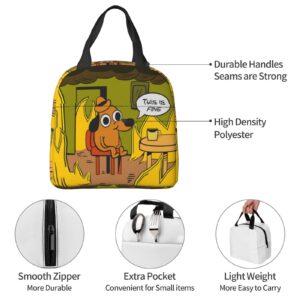 Wuozoi is fine dog funny Lunch Bag Lunch Box Meal Tote For Picnic Camping Work Travel One Size