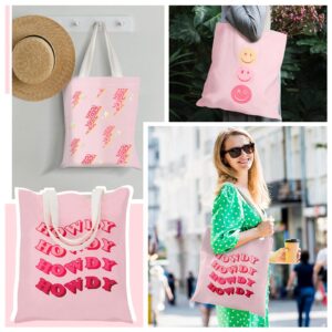 Chunful 4 Pcs Canvas Tote Bag Aesthetic Preppy Bag Reusable Graphic Tote Bag Funny Cute Shoulder Grocery Bags Shopping Beach Gifts for Women Friends Home Travel Birthday Graduation Party Supplies