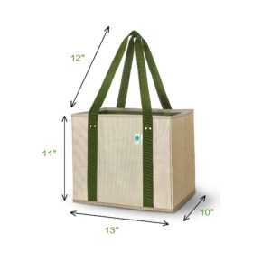 4cleanliving Reusable Shopping Bag Boxes | Set of 3 Reusable Grocery Totes | Premium Foldable Washable Sturdy Heavy Duty | Environment-Friendly | BONUS 2 Mesh Produce Bags