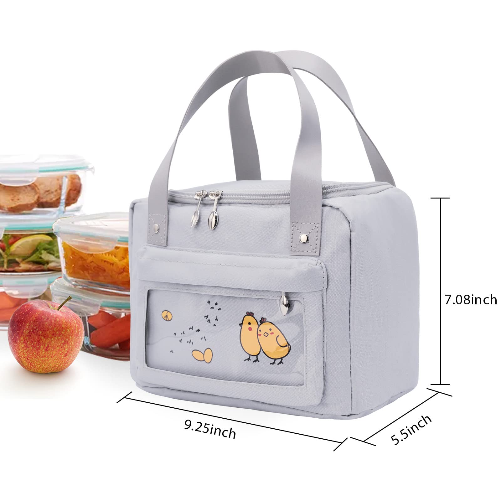 CuteStreet Insulated Lunch Bag Reusable Lunch Box Foldable & Portable Lunch Tote Double Deck Leakproof Cooler Tote Bag Multiple Colour Lunch Bag for Work, School or Picnic