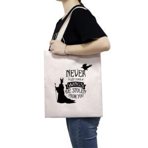 TSOTMO Evil Gift Queen Gifts Villain Queen Inspire Gift Movie Merchandise Canvas Tote Bag Witch Gifts Halloween Party Gifts For Movie Fans (Wings canvas)