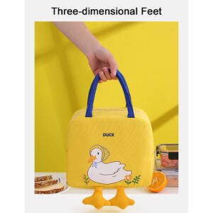 Kawaii Lunch Bag Cute Duck Lunch Box Insulated Bag Reusable Tote Bag for Hot or Cold Work, Picnic, Travel