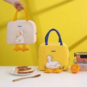 Kawaii Lunch Bag Cute Duck Lunch Box Insulated Bag Reusable Tote Bag for Hot or Cold Work, Picnic, Travel