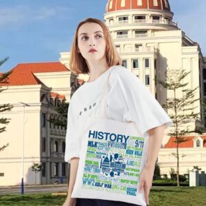 LEVLO America History Canvas Tote Bag Gift For History Teacher Student American History Shoulder Bag For History Lover (History Tote)