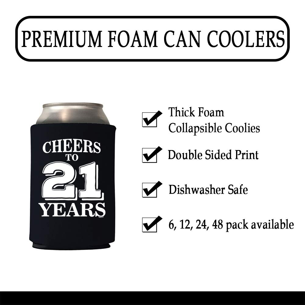 Veracco Cheers To 21 Years Twenty First Can Coolie Holder 21st Birthday Gift Party Favors Decorations (Black, 12)