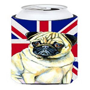 caroline's treasures lh9494tbc pug with english union jack british flag tall boy hugger can cooler sleeve hugger machine washable drink sleeve hugger collapsible insulator beverage insulated holder